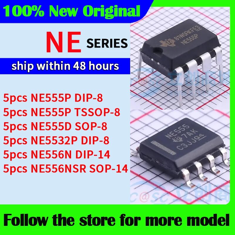 Комплект микросхем NE555P NE555PWR NE555D NE5532P NE556N NE556NSR 5pcs NE555D SOP-8