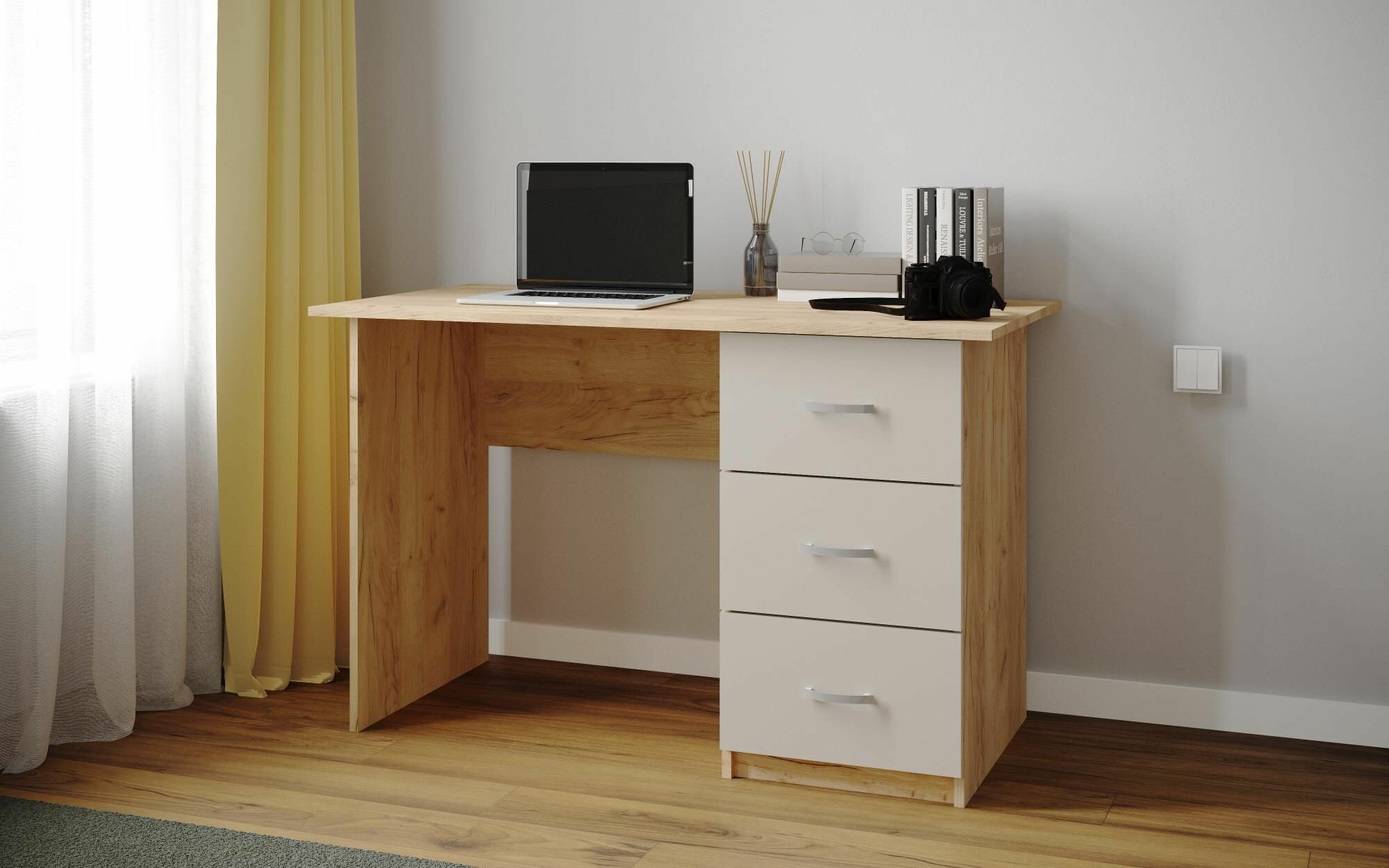 Письменный стол "Люкс-Крафт", Дуб крафт золотой, кашемир.