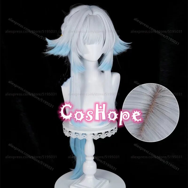 Cerydra Косплей Парик 90 см Серебристый Белый Синий