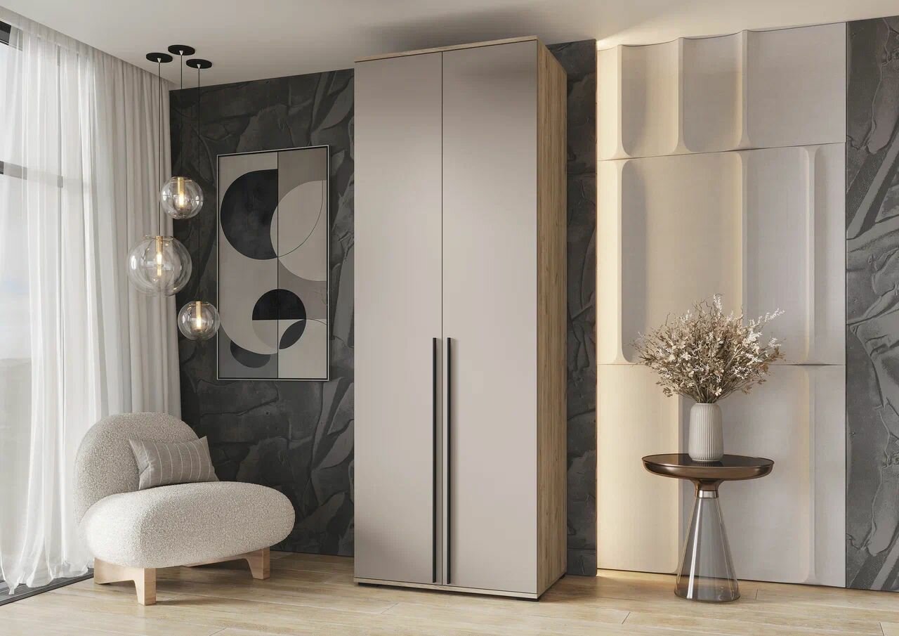 Шкаф Норд 2-х створ. 80 см. Кашемир, Дуб Крафт серый