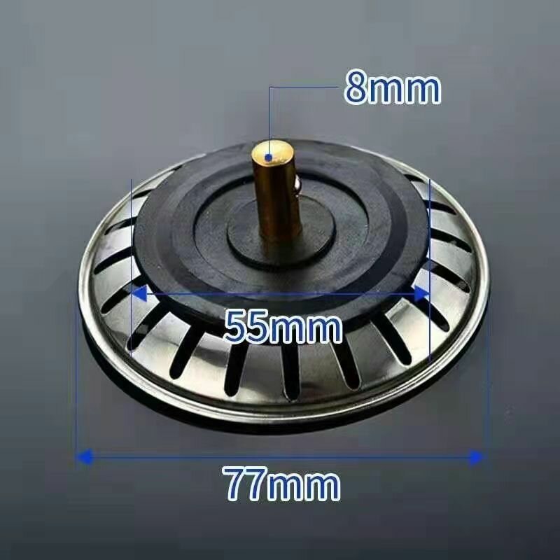 Сетка (ситечко) для раковины для кухни из нержавеющей стали/сеточка, сито для слива в мойку металлическая/пробка, затычка в раковину на кухне 77 мм.