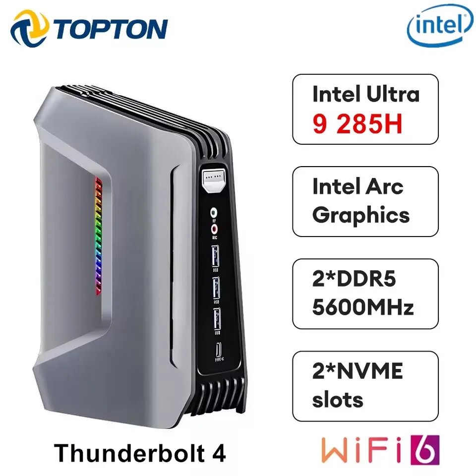 Топтон F12 AI игровой мини-ПК Ultra 7 255H 265H, No Ram No Storage, ЕС