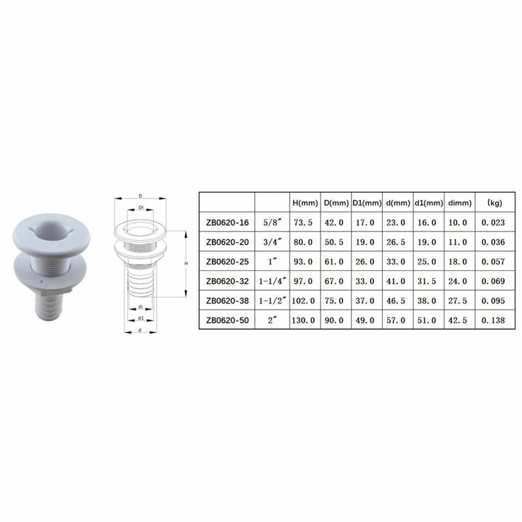 Водовыпуск из белого пластика ABS, пластиковый слив для яхт, антивозрастной морской слив-4 балла 1