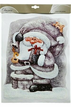 Новогодняя наклейка санта В метель, 29х40 см, Kaemingk 520927-санта