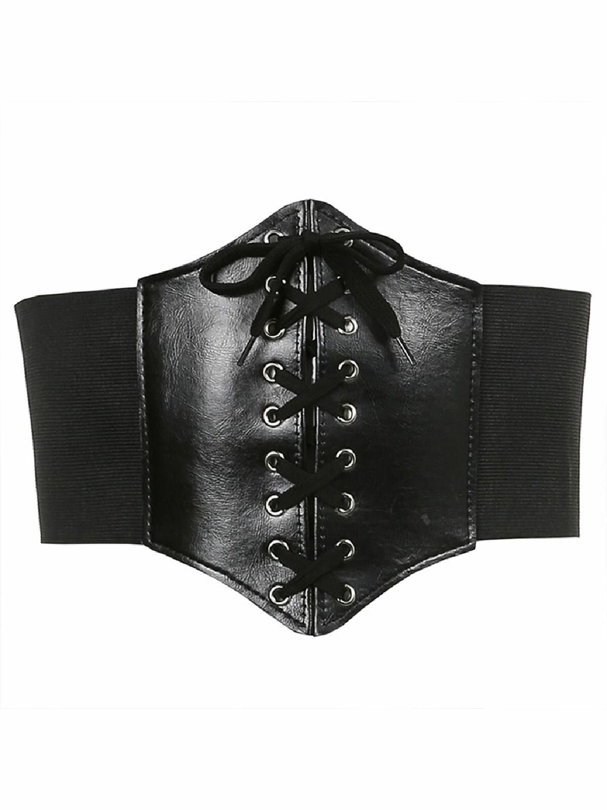 Готический темный корсет для талии женский ремень из кожи PU регулируемый, Черный