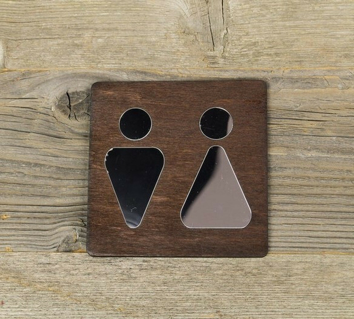 Вывеска, табличка знак туалета из дерева / Деревянный знак на дверь