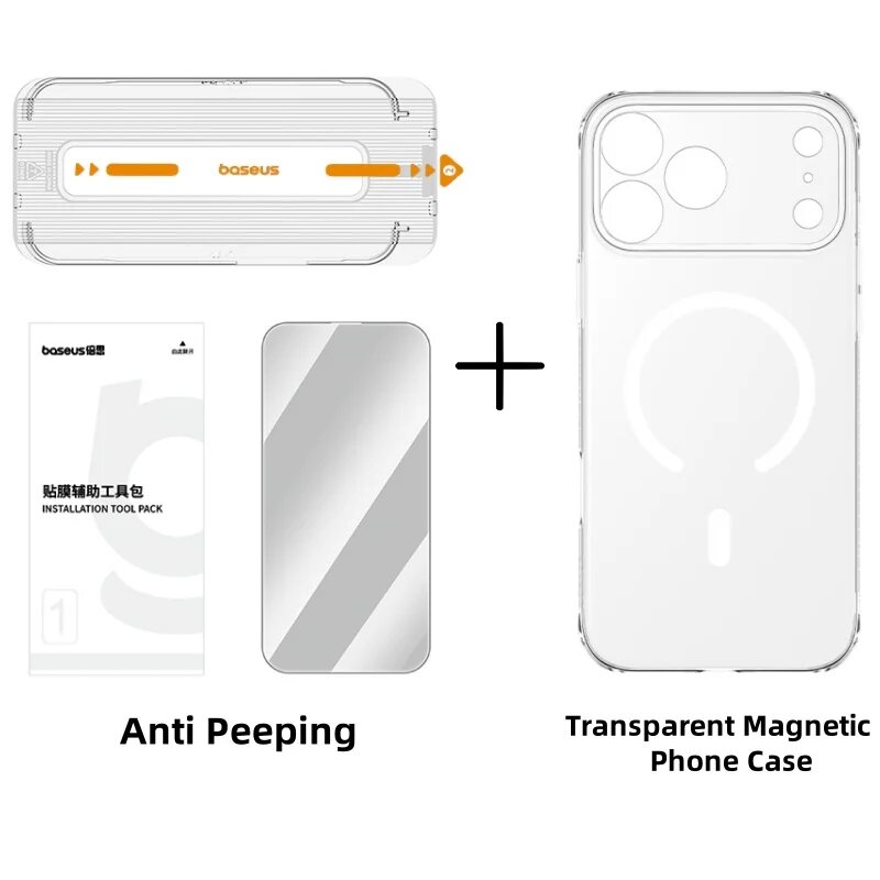 Магнитный чехол Baseus для iPhone 17 Pro Max, тонкий, тонкий, с магнитной беспроводной зарядкой для чехла Magsafe, прозрачная крышка, анти-желтый iPhone17 Про Макс, Shell Membrane Set