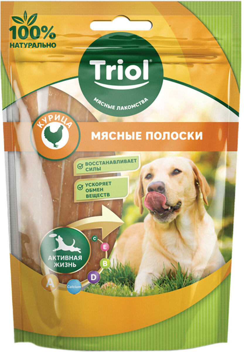 Лакомство TRIOL для собак полоски мясные с курицей 70 гр (1 шт)
