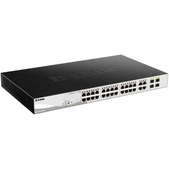 D-Link SMB D-Link DGS-1210-28MP/FL1A PROJ Управляемый L2 коммутатор с 24 портами 10/100/1000Base-T и 4 комбо-портами 100/1000Base-T/SFP (24 порта PoE 802.3af/at, РоЕ-бюджет 370 Вт)