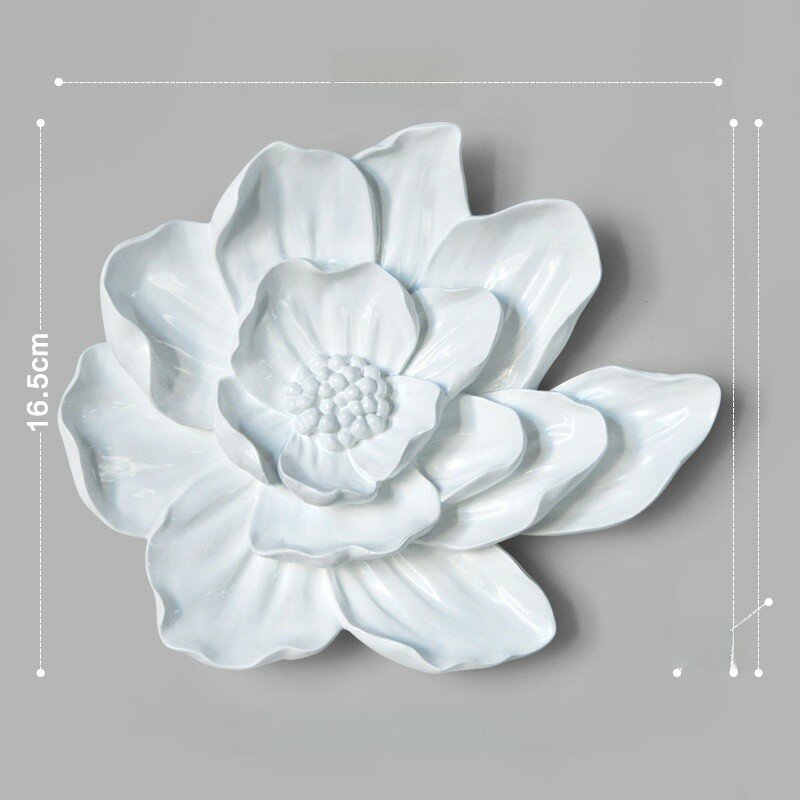 Luxurious resin lotus wall art for bedroom decor and stylish home accent peony white 16cm