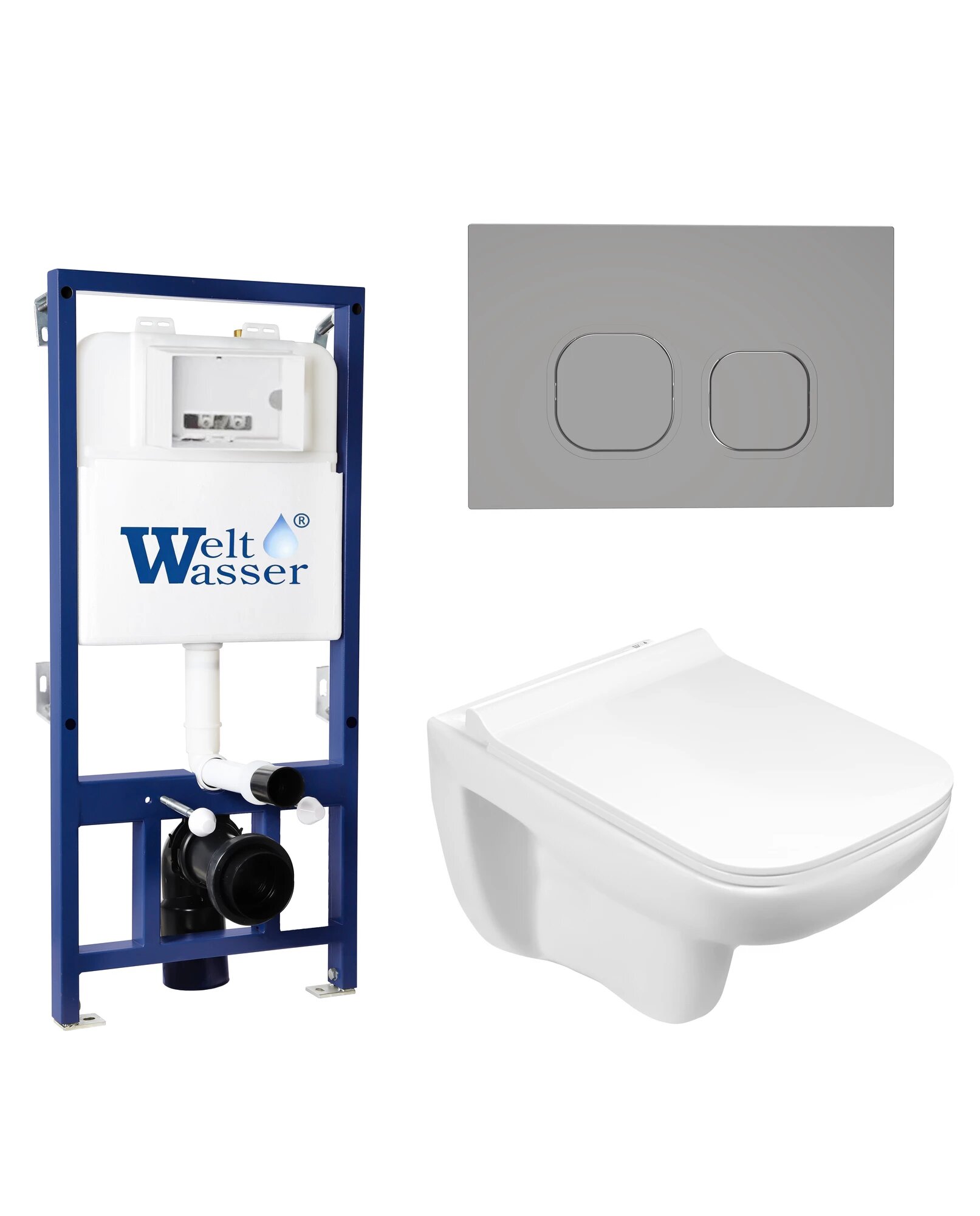 Комплект Weltwasser 10000012853 унитаз kehlbach 004 gl-wt + инсталляция bamberg 525 кнопка смыв