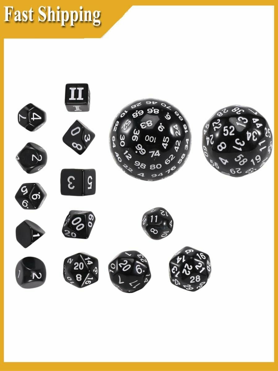 Полный набор многогранных игральных костей DND из 15 предметов D3-D100 Набор сферических ролевых игр, на 100 сторон настольных игр