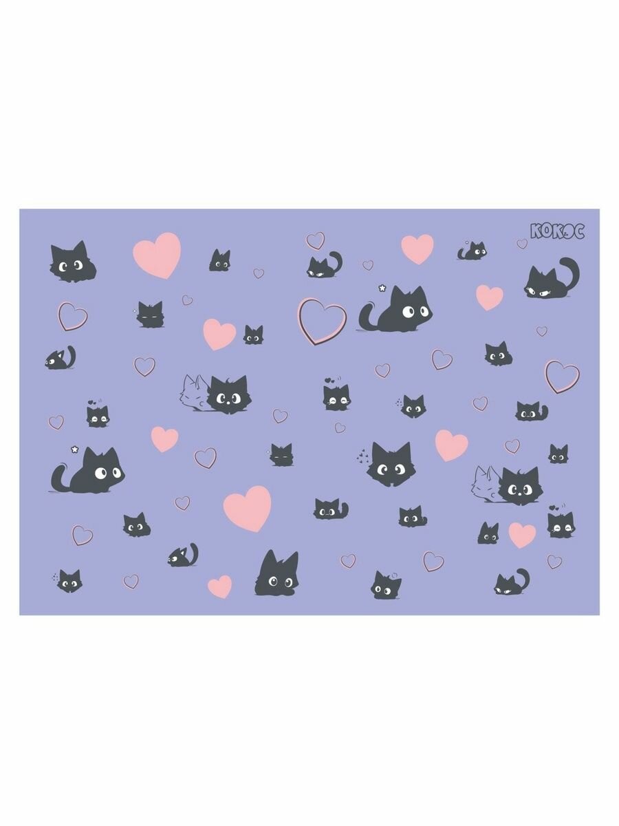 Клеенка "Котомания", ПВХ, 35x50см, для уроков труда, многоразовая, быстро сохнет