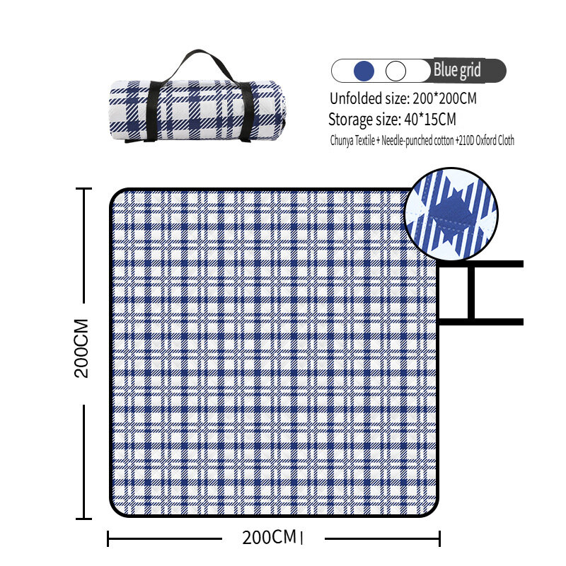 Коврик для пикника "Зеленая сетка", двусторонний, водостойкий, Зелено-белая сетка 200*200см