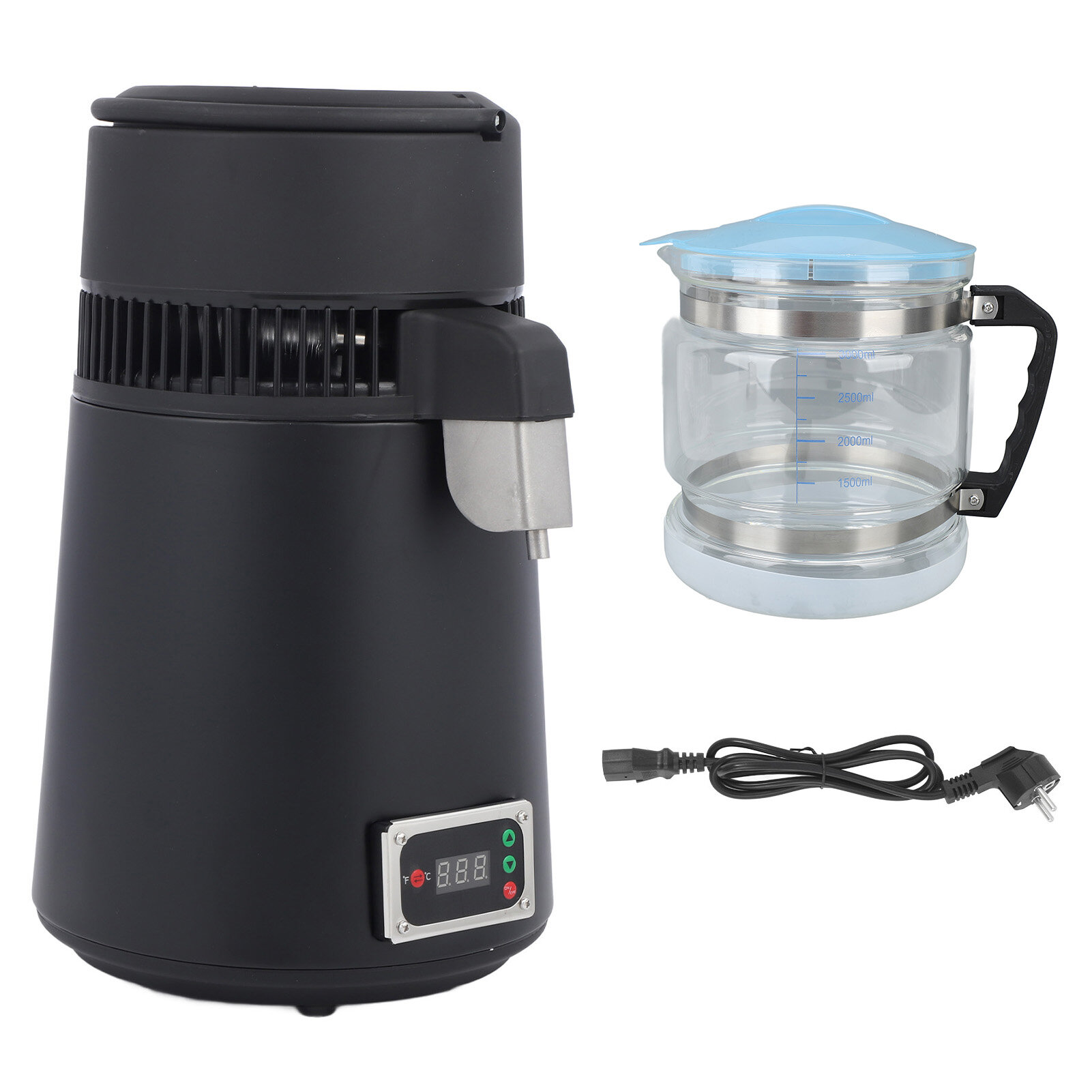 Водный дистиллятор эффективный автоматический одноконтурный стальной носик с стеклянной ёмкостью для