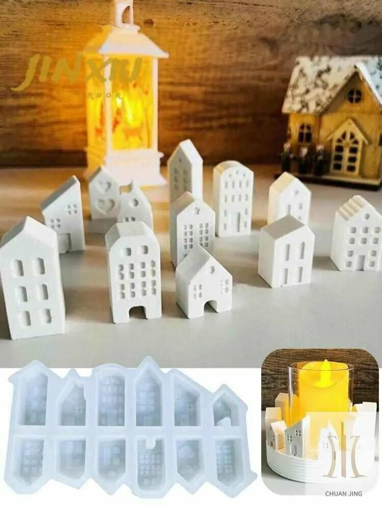 Силиконовые формы для гипса и эпоксидной смолы мини-домики творческие