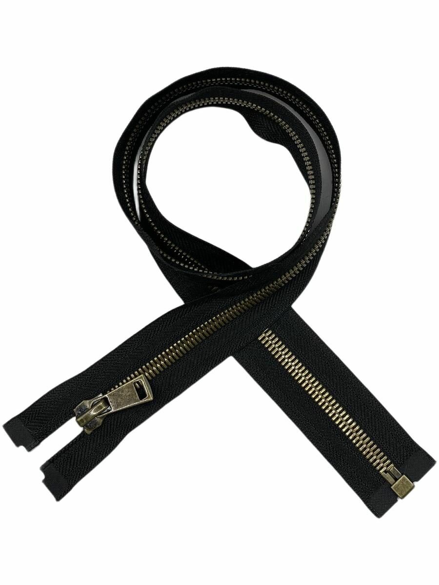 Молния металл,70см, тип 8, черный, зубья бронза,1 замок. Италия.1шт.