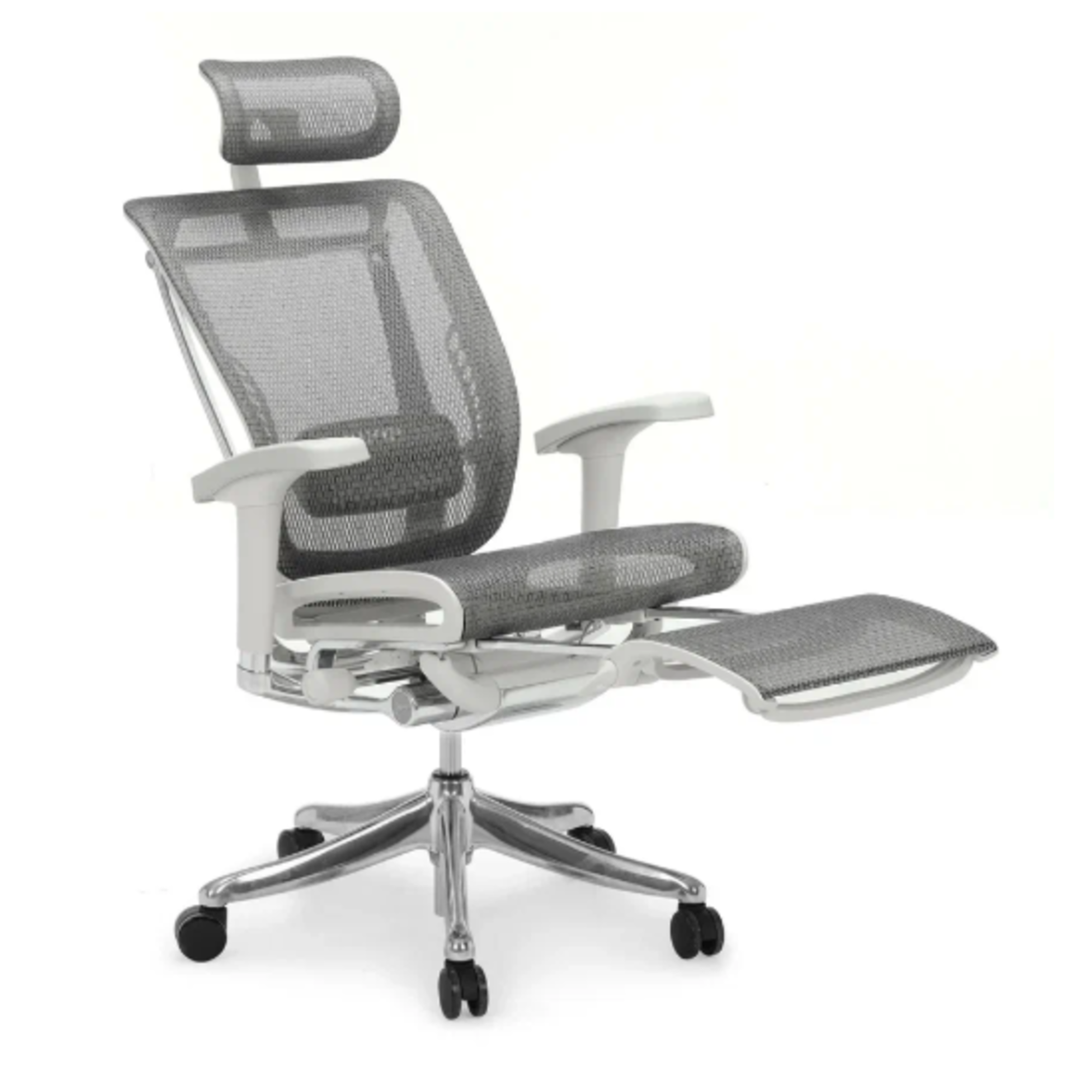Эргономичное кресло компьютерное Falto Expert Spring с подножкой серое