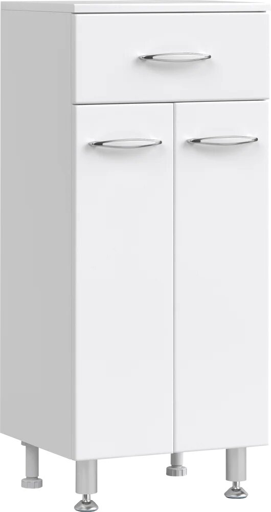 Тумба Vod-Ok 40 напольная, 40 см, из МДФ, с выдвижными ящиками, белая, с доводчиками
