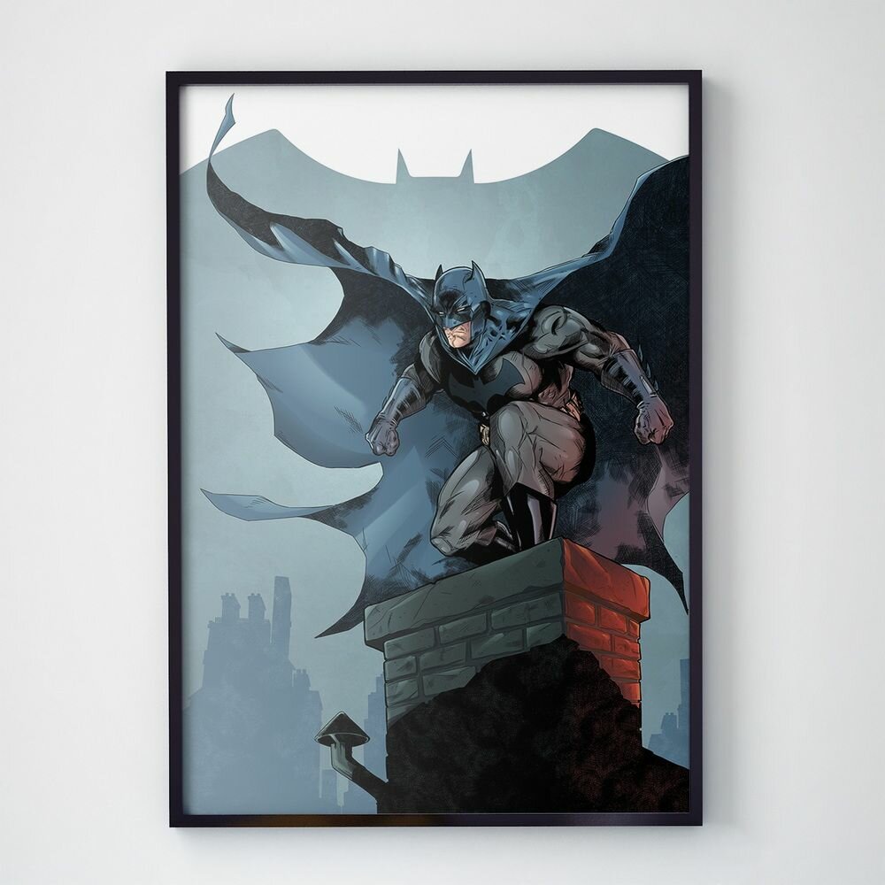 Плакат, постер Batman, Бэтмен на бумаге, размер 21х30см