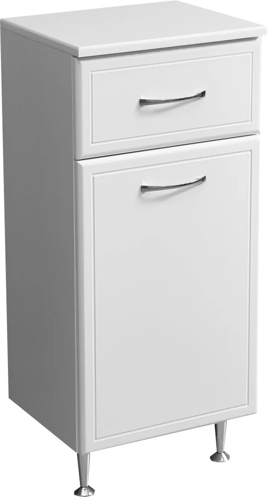 Тумба Stella Polar Концепт напольная, 36 см, из МДФ, с выдвижными ящиками, белая, с бельевой корзиной, с доводчиками