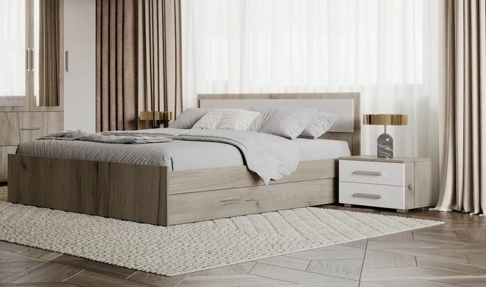 Фиеста NEW Кровать 1,6м Кашемир, Дуб Крафт серый