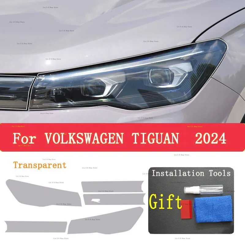 Для VOLKSWAGEN TIGUAN 2024: Защитная пленка для фар, модификация экстерьера автомобиля, устойчивая к царапинам, невидимая, прозрачная, из ТПУ