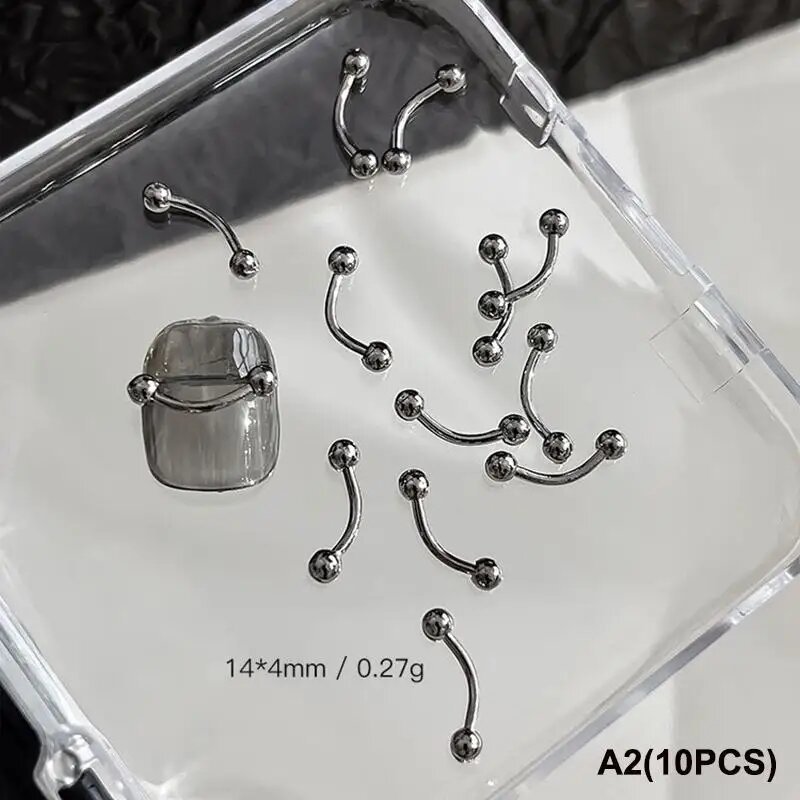 10 шт. Ретро-шармы для ногтей в стиле панк, черные и серебряные A2