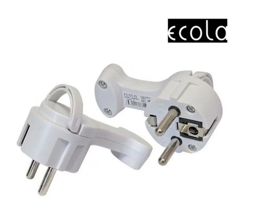 Ecola вилка-невидимка "За шкаф" 16А 250В (земля, плоская, белая) AEPL1WEAY