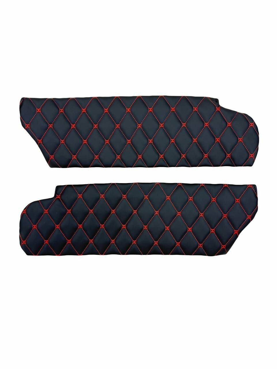 Чехлы на козырьки ВАЗ Нива 2121, Lada Niva до 2020 года Черная кожа с красной строчкой 2 шт.