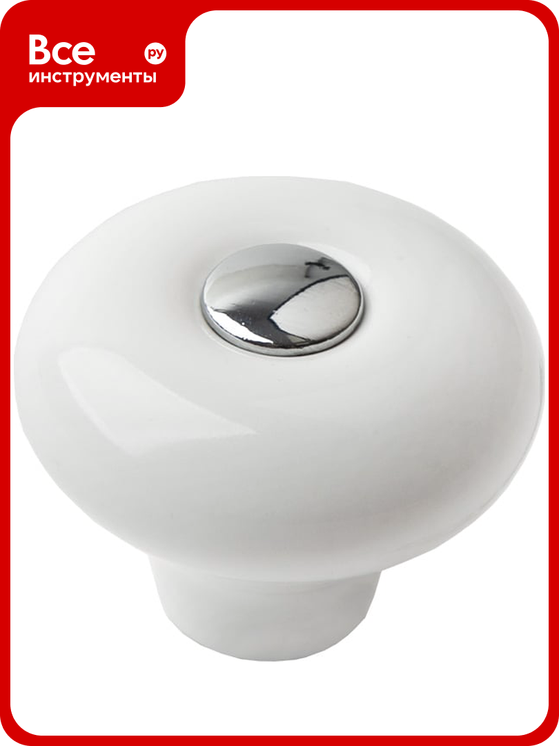 Ручка-кнопка с фарфором Kerron хром/белый KF20-11, коллекции kerron ceramic