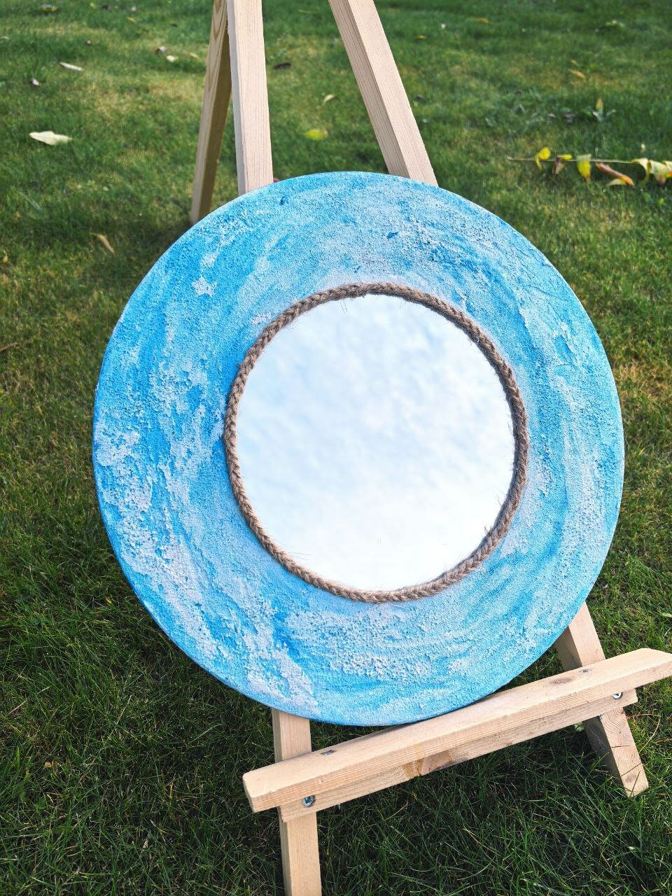 Зеркало круглое в раме, зеркальное панно в морском стиле