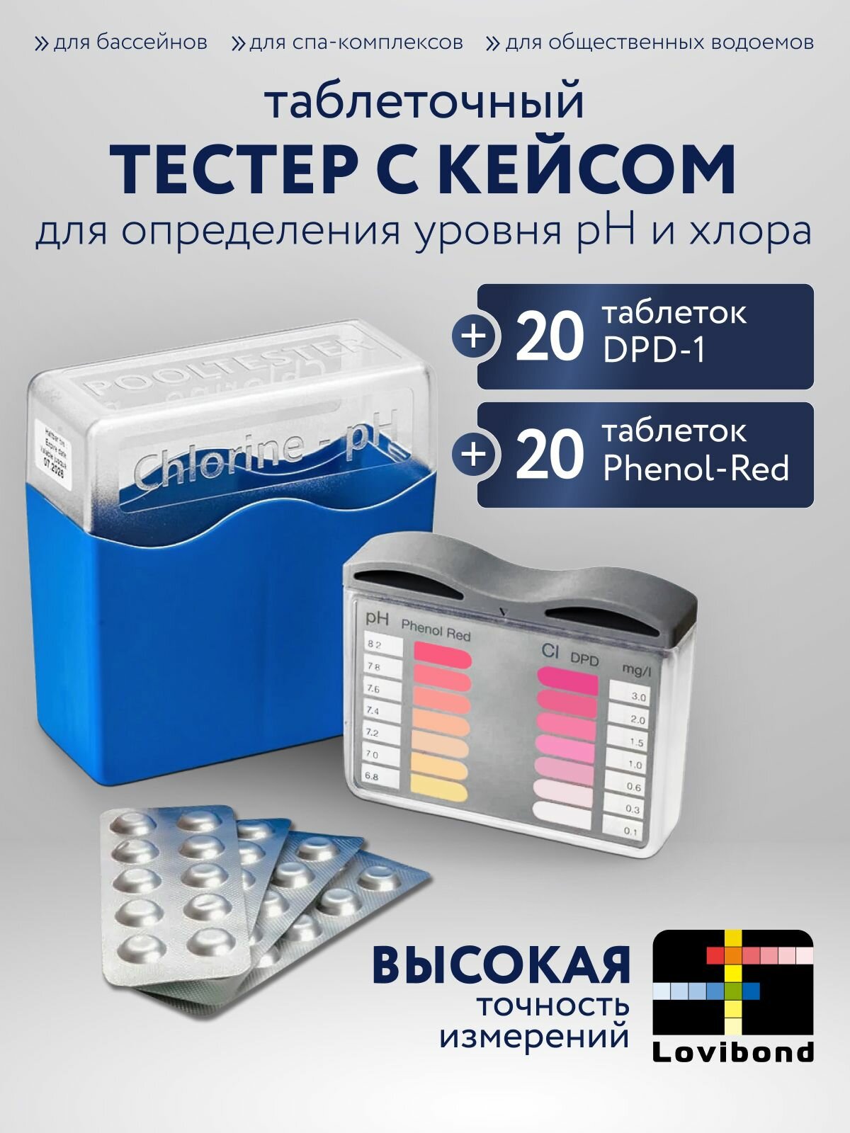 Пул Тестер для бассейна Lovibond с кейсом Ph и хлор