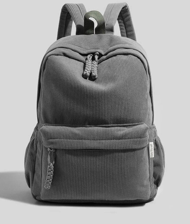 Персонализированный рюкзак 2025 Мягкий школьный рюкзак с лямками большой вместимости на заказ Уникальное имя Вышитый вельвет Специальный дизайн Серый, No Need Name, серый