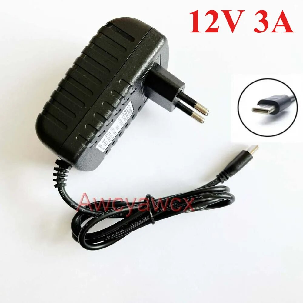 Awcyawcx Адаптер 12В 3А Type-C 36Вт для CHUWI Apollo Lapbook EU