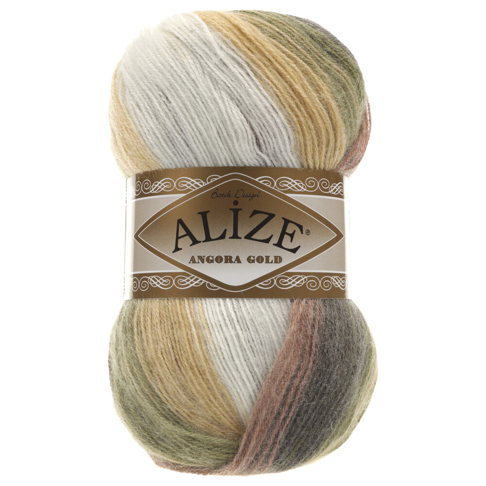 Пряжа для вязания Alize Angora gold batik 1893 зеленый коричневый 100 гр/550 м 20% шерсть, 80% акрил