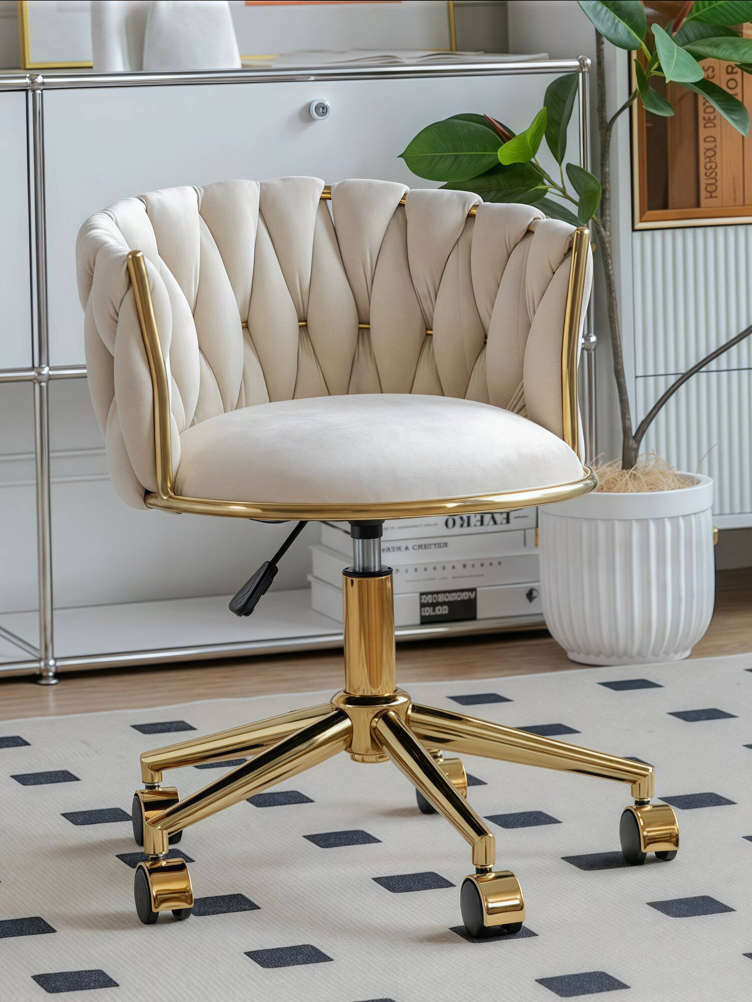 Офисное кресло, американское, с подлокотниками и регулировкой высоты, флок