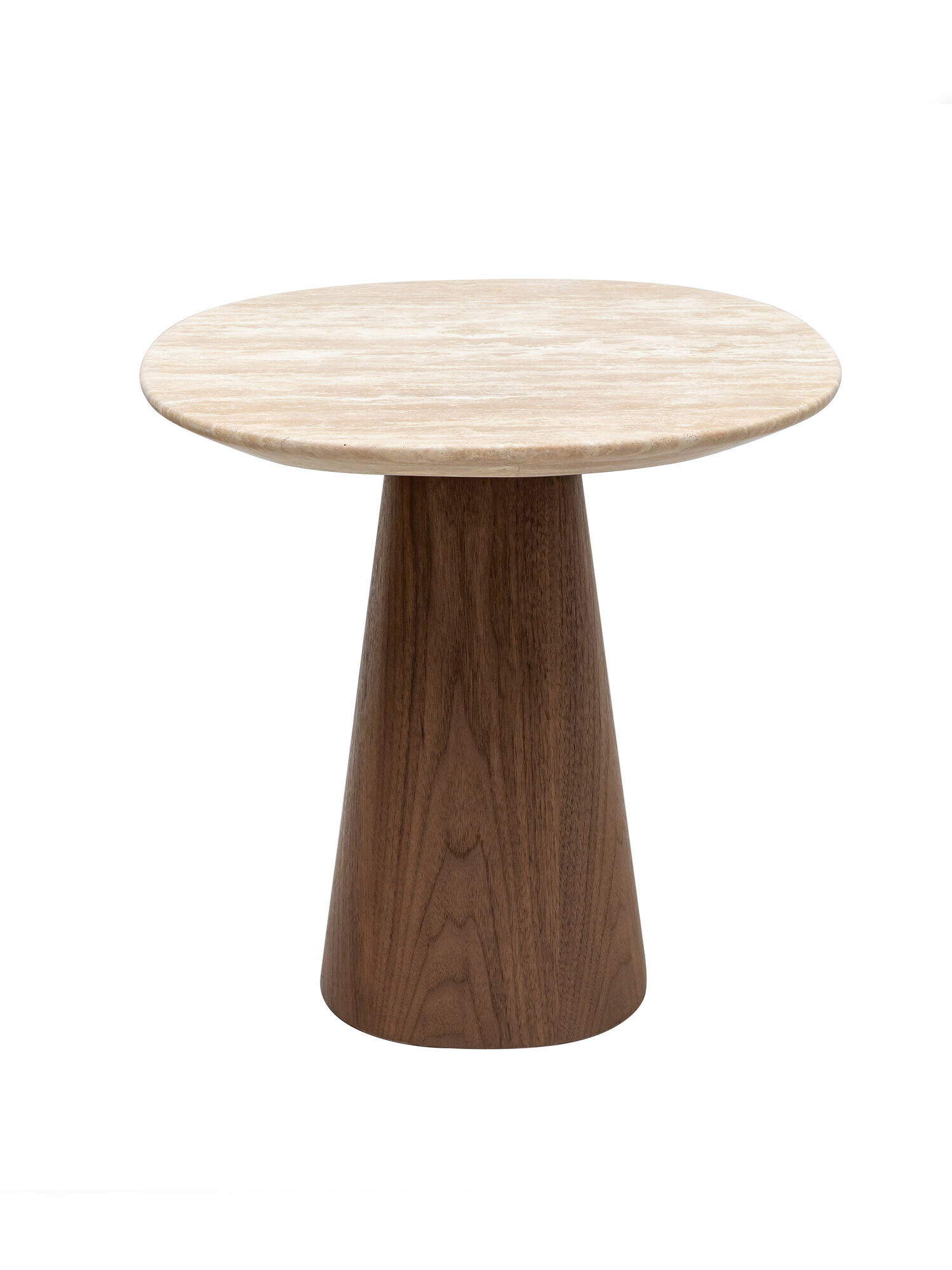 Приставной стол Arto, Столешница - травертин, Основание - мдф и нержавеющая сталь, Шпон ореха