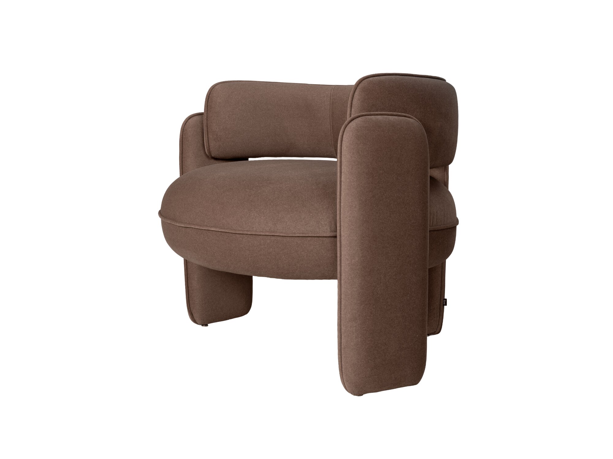 Кресло Валле 76 см, коричневый велюр, Каркас - березовая фанера, Наполнитель - ППУ, Обивка - ткань (состав: полиэстер;