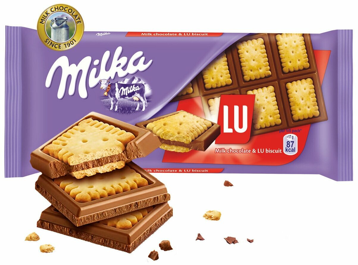 Шоколад MILKA молочный "Лу" с печеньем LU (Европейский союз) 87г