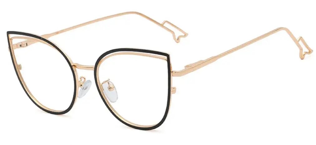 Женские дизайнерские очки Glocco "кошачий глаз" против синего света -1.0 C5 black clear, myopia-300