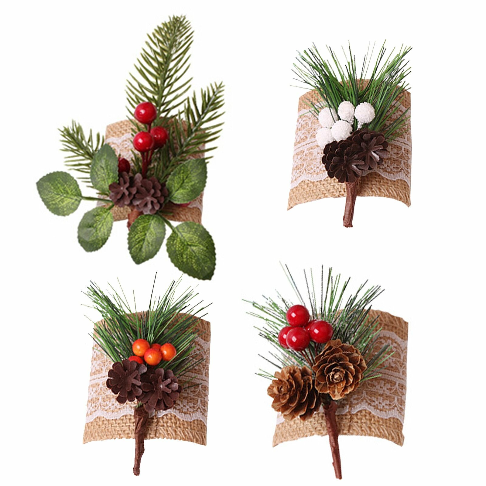 Рождественское кольцо для салфеток с красными фруктами и сосновой шишкой, пряжка для салфеток, украшение для стола 9x7 см, декоративная центральная часть для дома рождественских праздников