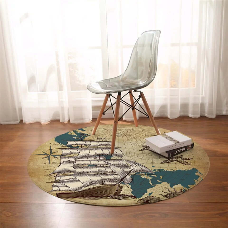 Круглый ковер BeddingOutlet с картой мира 100% полиэстер, 1, Diameter 120cm