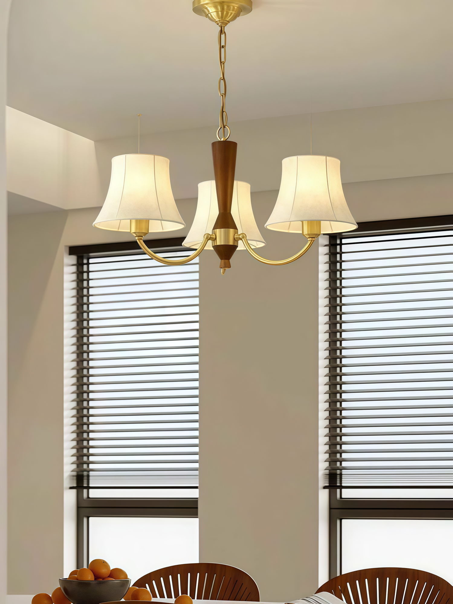 Люстра Clear Lighting, E27, светодиодные лампы, золотистая арматура，3 головы