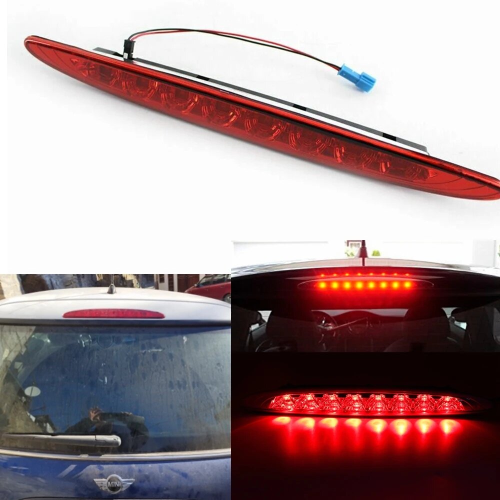 Светодиодные фонари для Mini Cooper R50 R53 2002-2006, задний высокий крепление, 3-й стоп-сигнал, красные линзы, RED