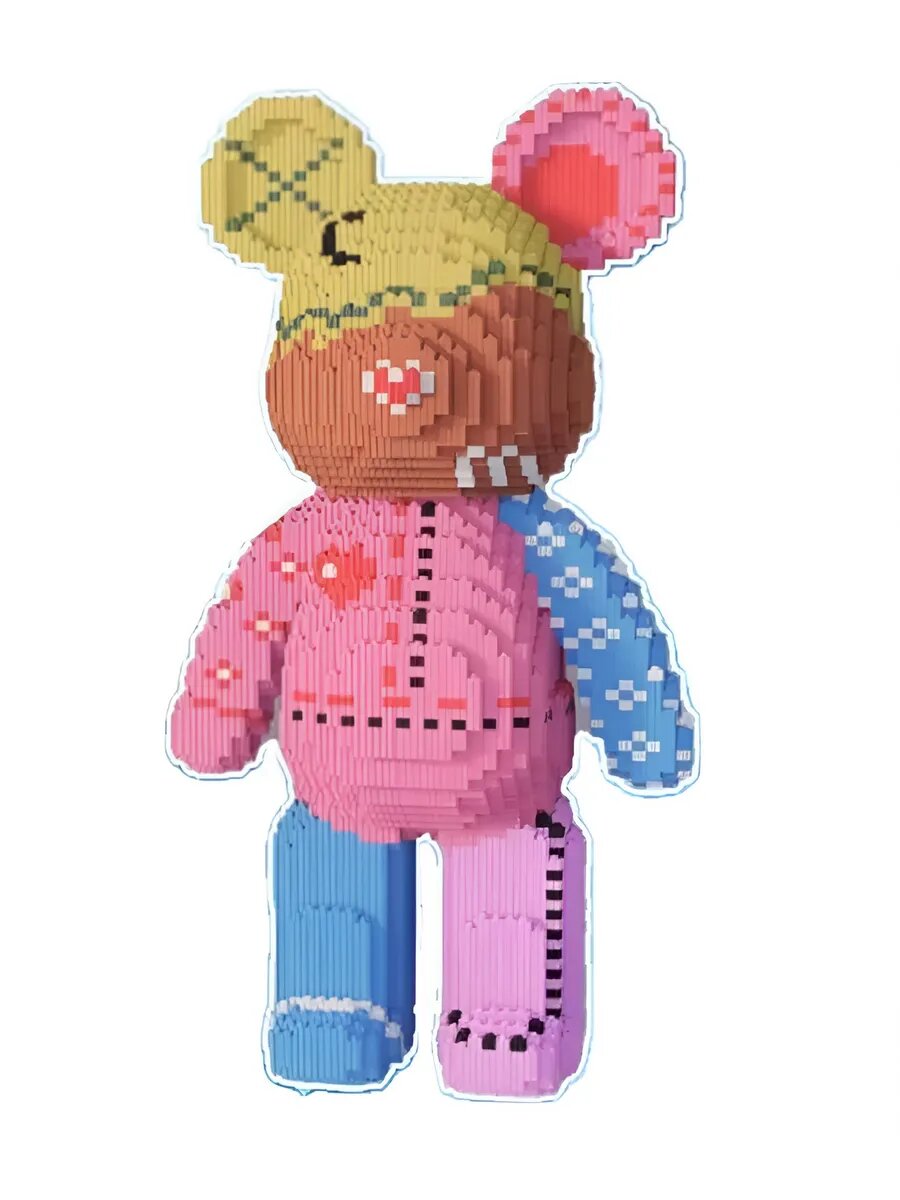 Конструктор 3D "Розовый Мишка" №9907 Bearbrick, розовый, 4699 деталей