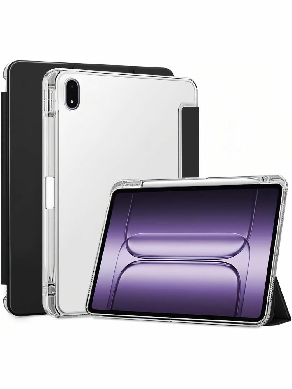 OnePlus Pad 2 Pro с 13,2-дюймовым корпусом 2025, тонким чехлом из ТПУ с держателем для карандашей, прозрачным жестким задним кронштейном sleep smart