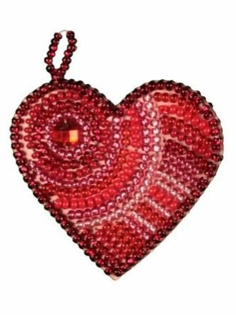 Набор для вышивания бисером двухсторонней подвески Сердце Любовь Нова Слобода