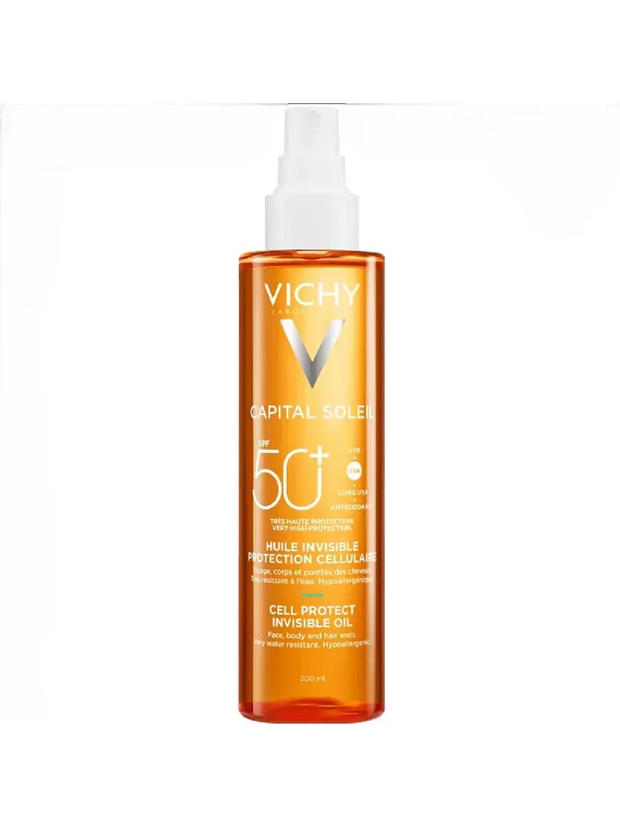 Масло солнцезащитное Vichy Capital Soleil SPF50+ увлажняющее для лица, тела и волос, 200 мл