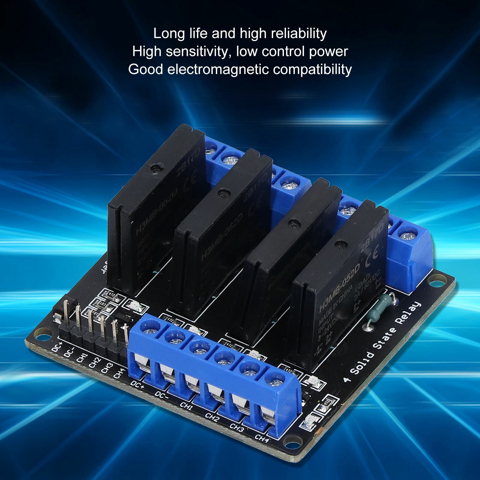 Модуль твердотельного реле, 4-канальный триггер высокого уровня, SSR, управление постоянным током с предохранителем 324 В, HYM283